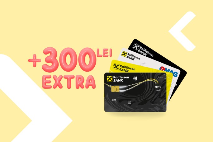 Câștigi încă 300 lei când îți alegi și un card de cumpărături.